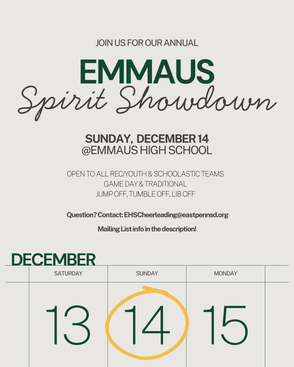 Spirit Showdown – EMMAUS CHEERLEADING